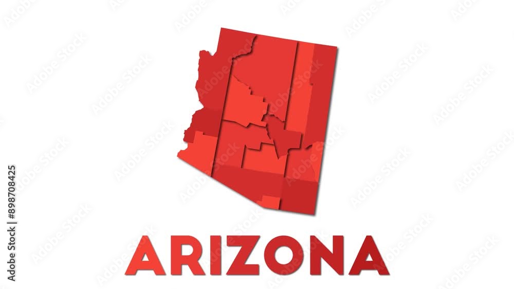 Arizona map showing regions. Animated US state map with title. 4K ...
