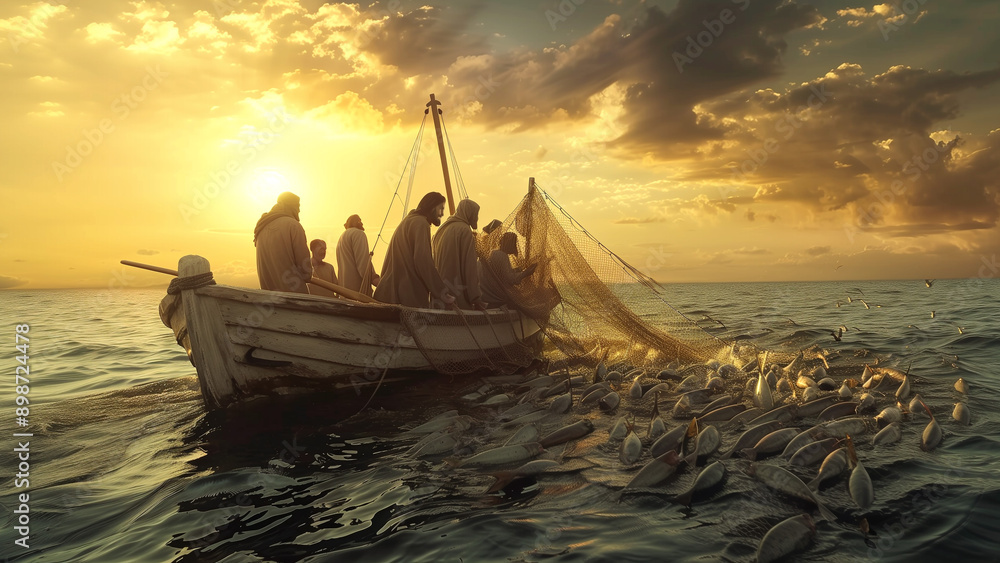 Jesus' Miracle of the Fish (Miraculous catch of fish), Bible ...