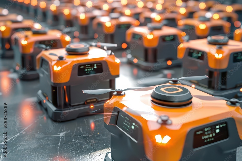 automated warehouse with swarms of delivery drones and aipowered inventory management robots ...