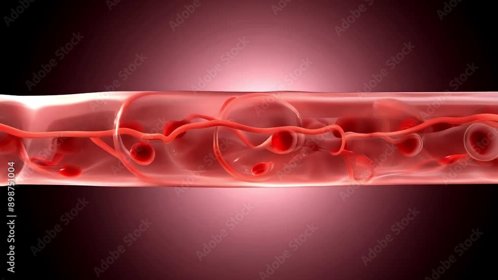Inside Blood Vessel. Blood Stream inside Artery. Erythrocytes ...