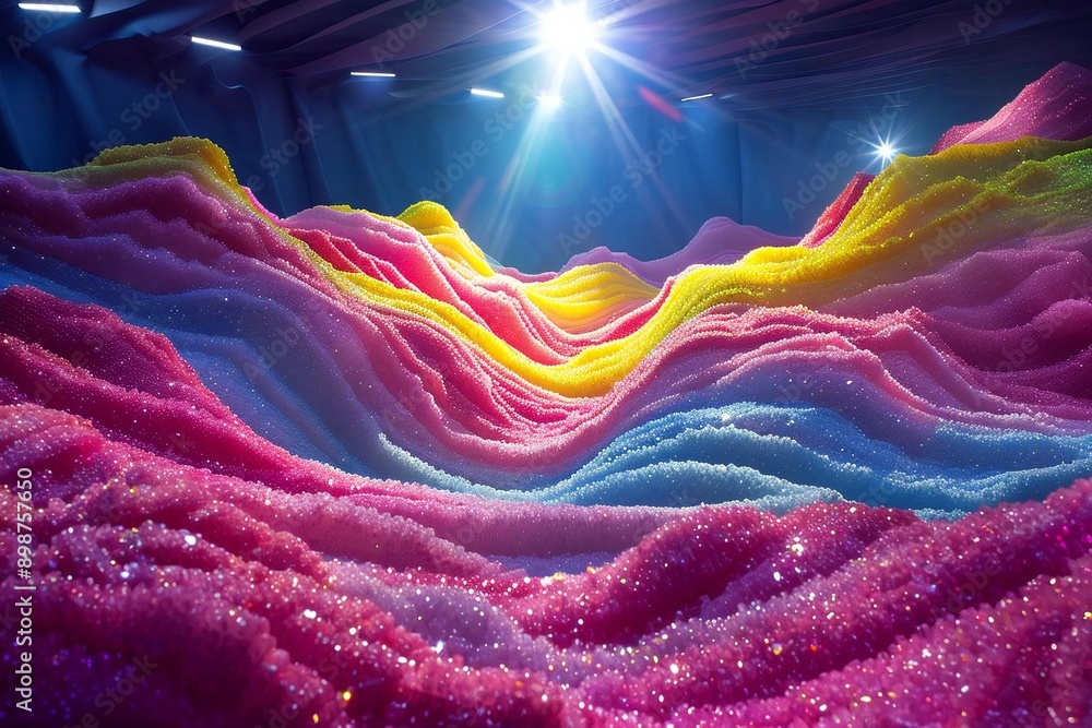 Title: Vibrant Surface Created by Cascading Neon Pink, Lemon Yellow, and Tropical Turquoise ...