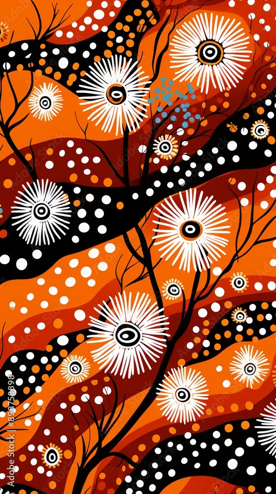 Aboriginal art digital. Bright color stylized design, australian ...