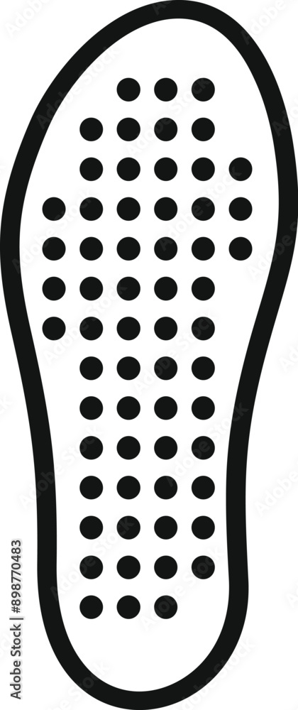 Simple icon depicting an orthopedic insole, highlighting its features ...