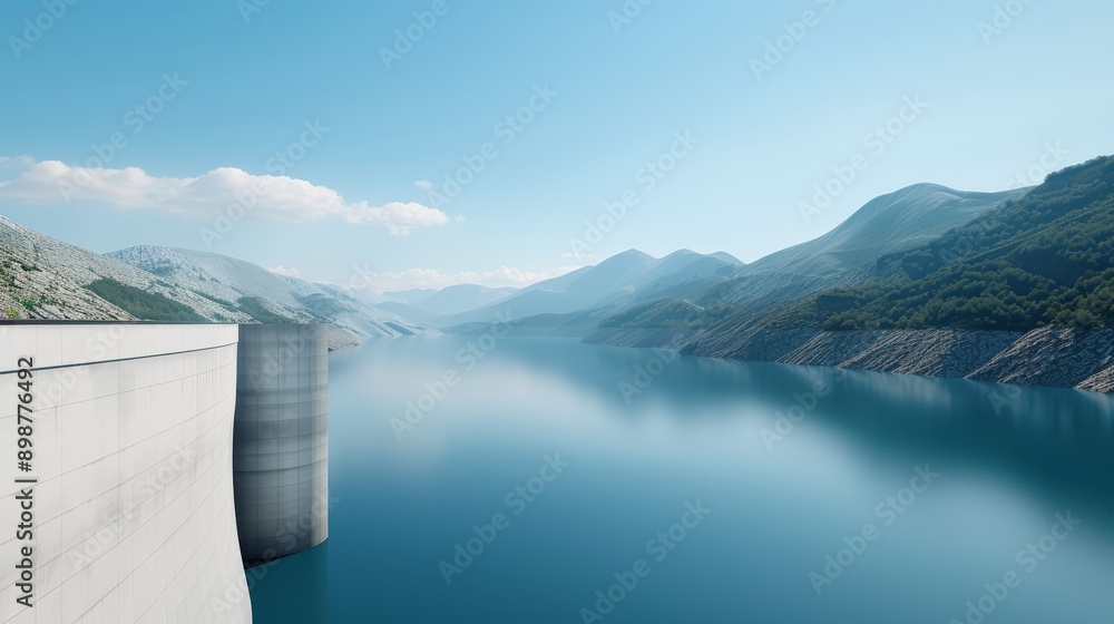 Top view of an expansive dam structure with a vast reservoir nestled in ...