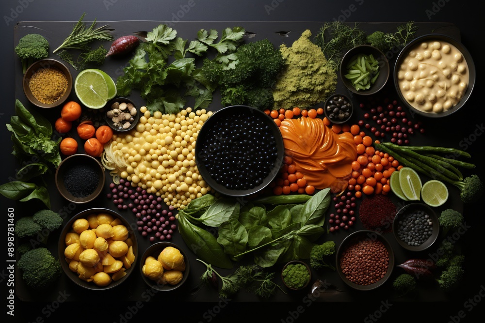 Diverse range of global cuisines. Top view of world map made of food ... Diverse range of global cuisines. Top view of world map made of food ...