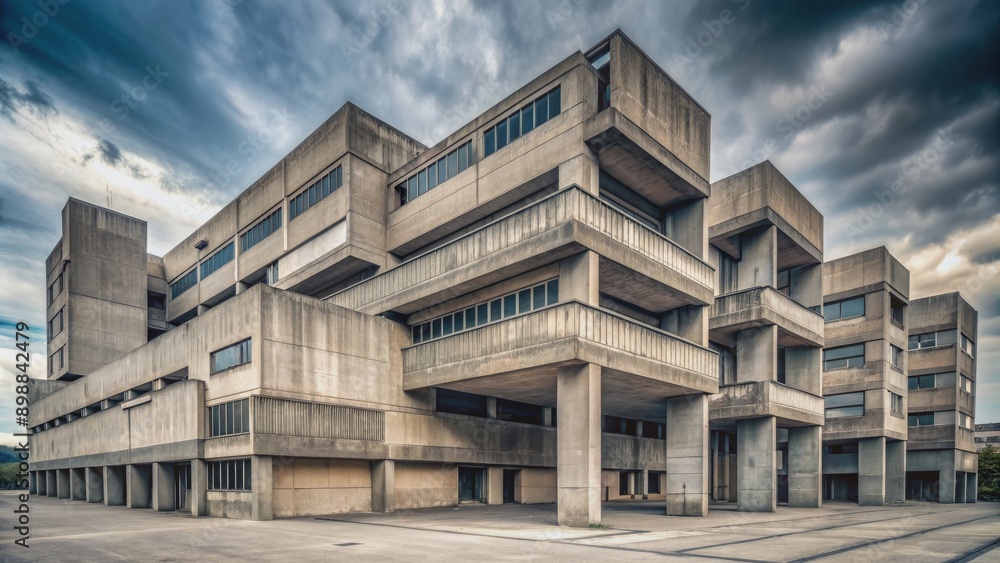 Concrete brutalism building in a dystopian setting , brutalist ...