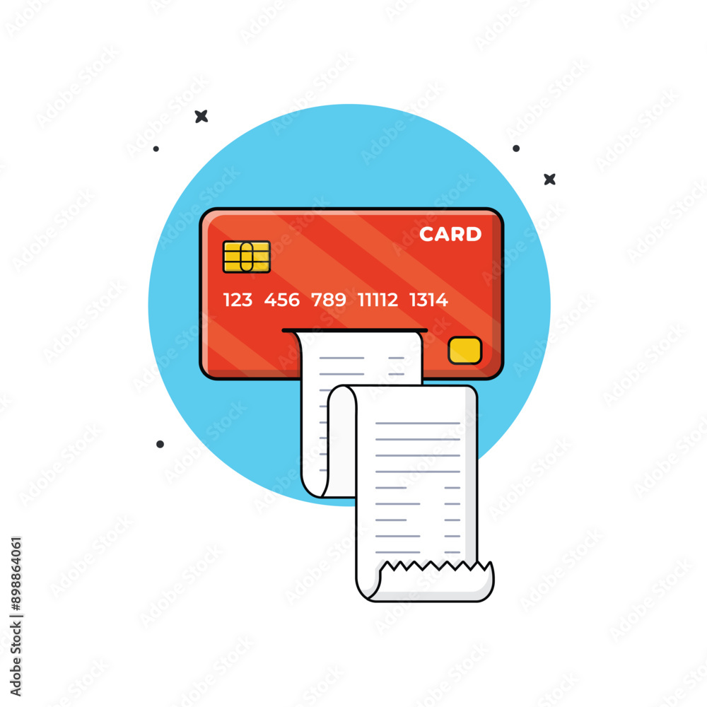Red Bank Card with Cash Memo Vector Illustration. Banking Concept ...