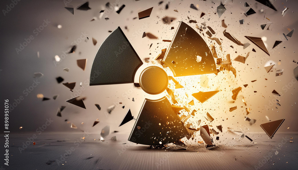 Black radiation hazard symbol shattering into pieces Stock Illustration ...