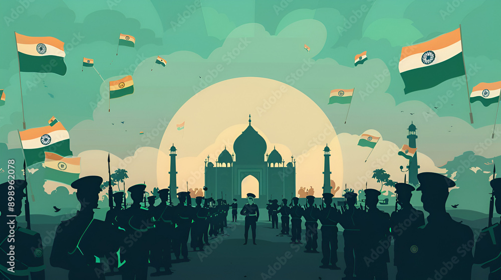 India Independence Day celebration background with military parade ...