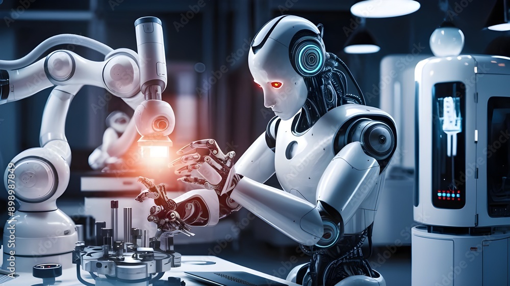 AI-Powered Robotics in a High-Tech Lab, The Future of Automation Stock ...