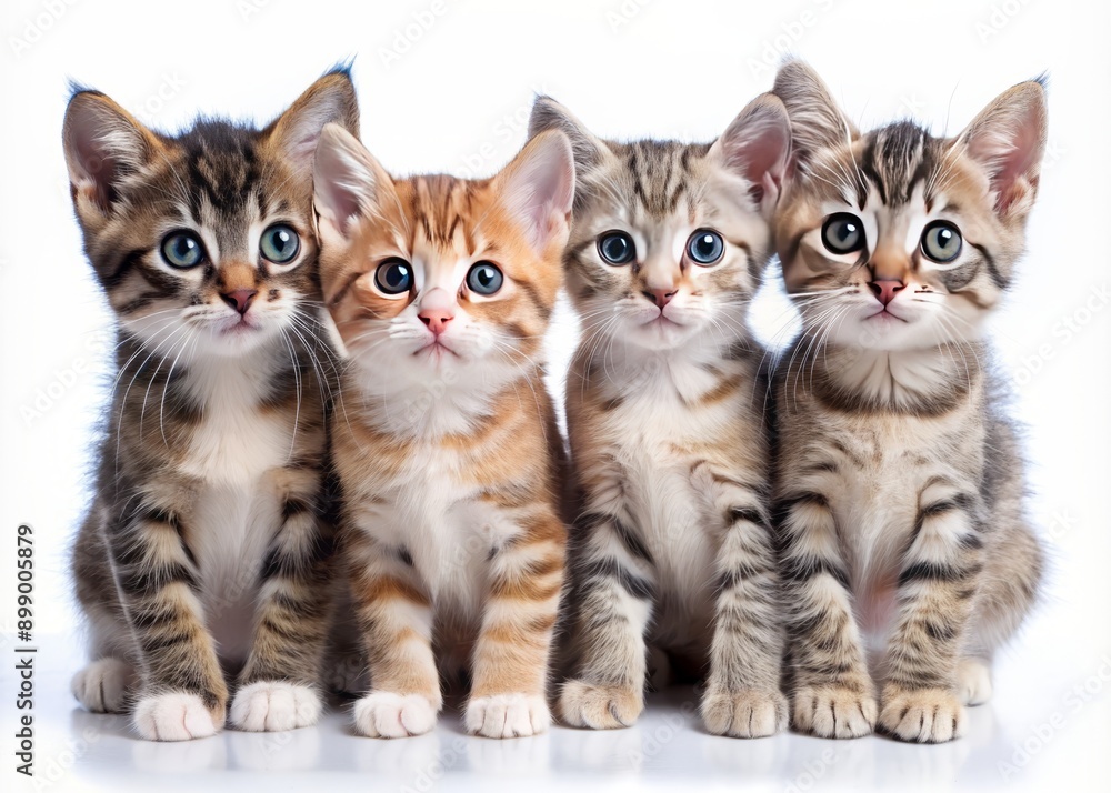 Adorable cluster of curious baby cats gathered together, their fuzzy ...