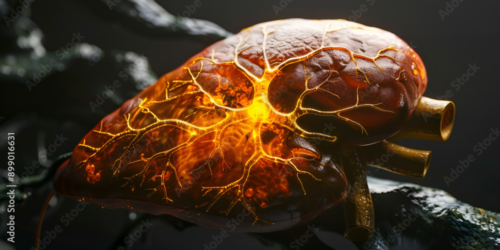 Illuminated Liver and Bile Ducts: A Detailed Visualization, Advanced ...