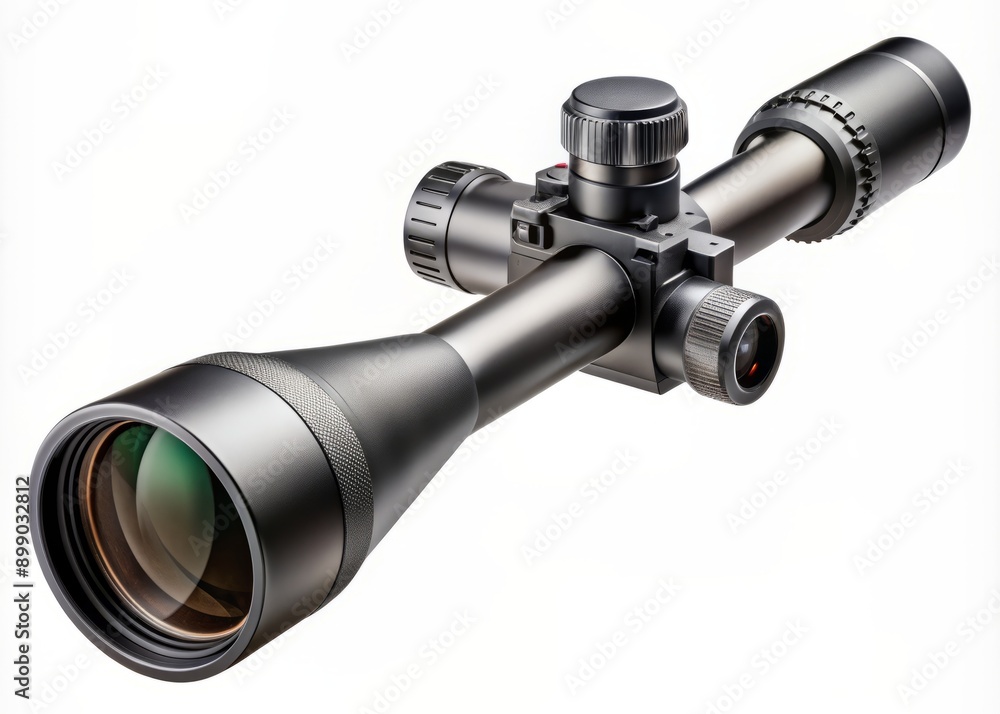 High-precision black rifle scope with sleek design and matte finish ...