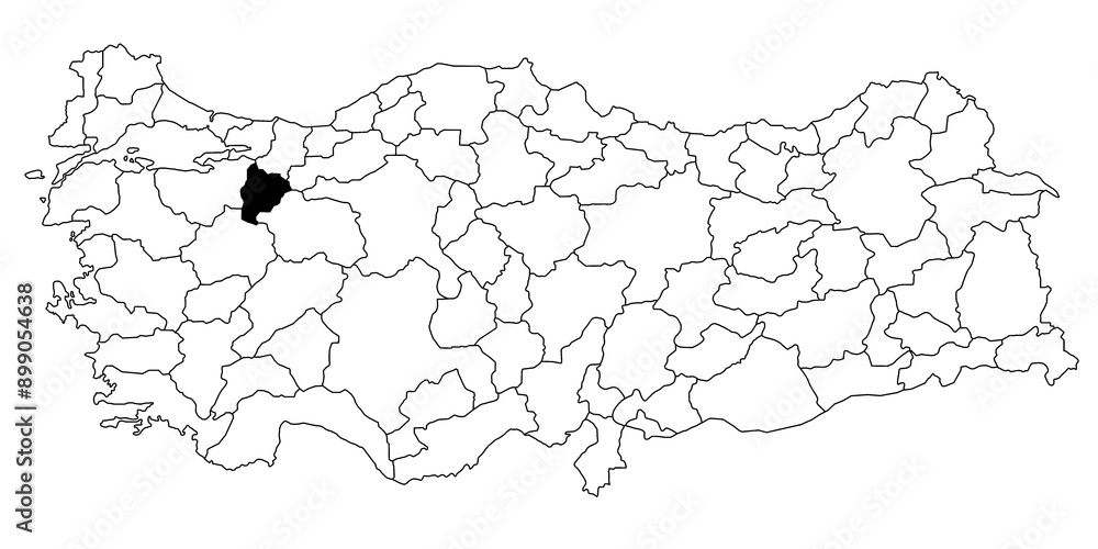 Map of bilecik ils province in Turkey country on white background ...
