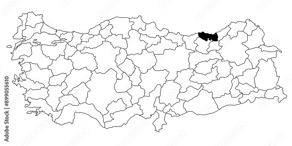 Map of trabzon ils province in Turkey country on white background ...