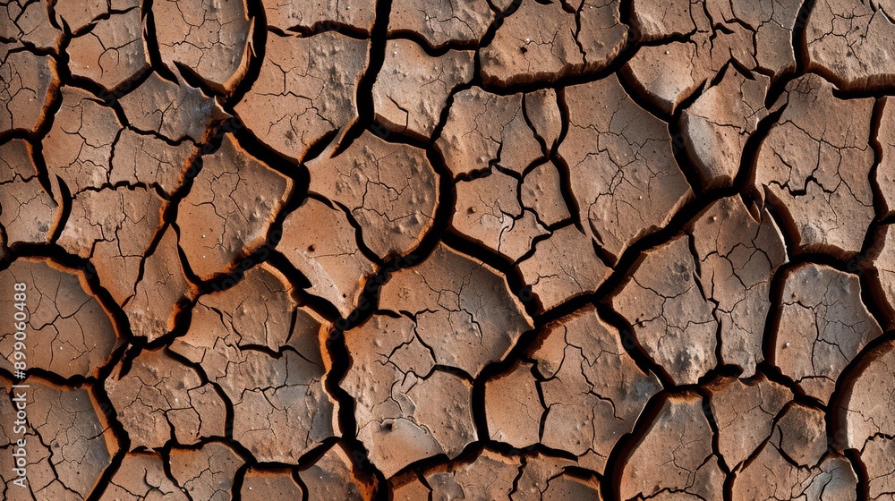 High-resolution pattern of cracked dry earth, displaying the unique ...