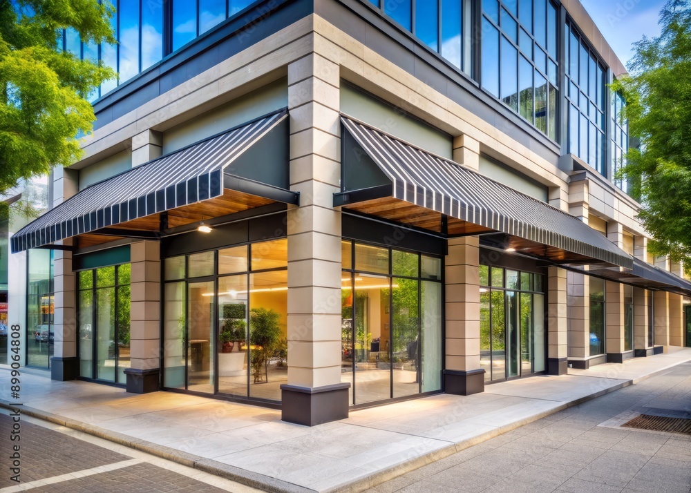 Modern versatile storefront and office complex with sleek canopy offers ...