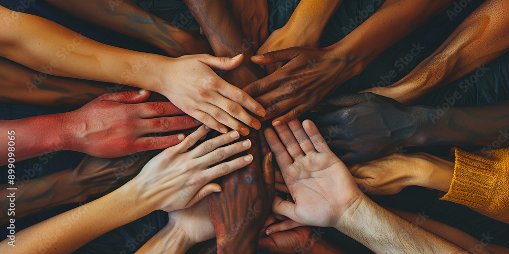 "Diverse Hands Joined Together in Unity and Harmony, Symbol of Inclusivity and Support in ...