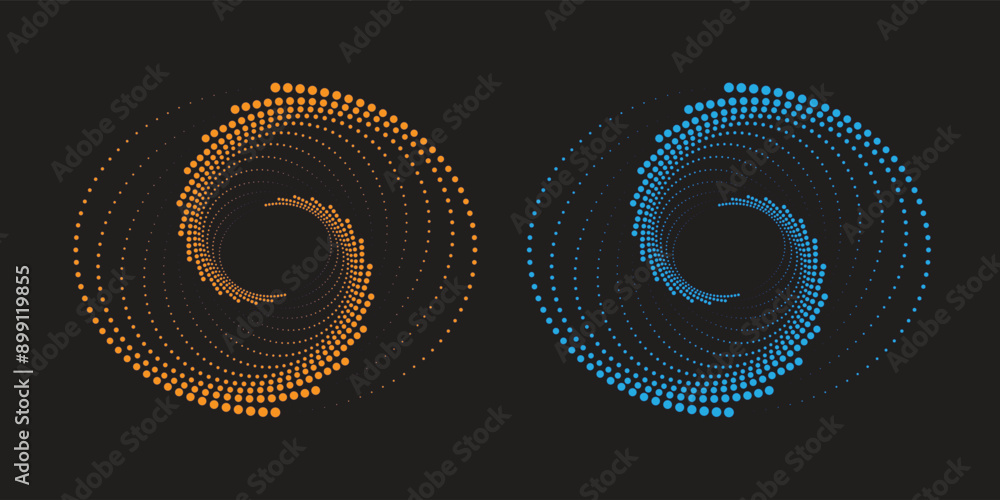 Halftone circular dotted frames set. Circle dots texture isolated on ...