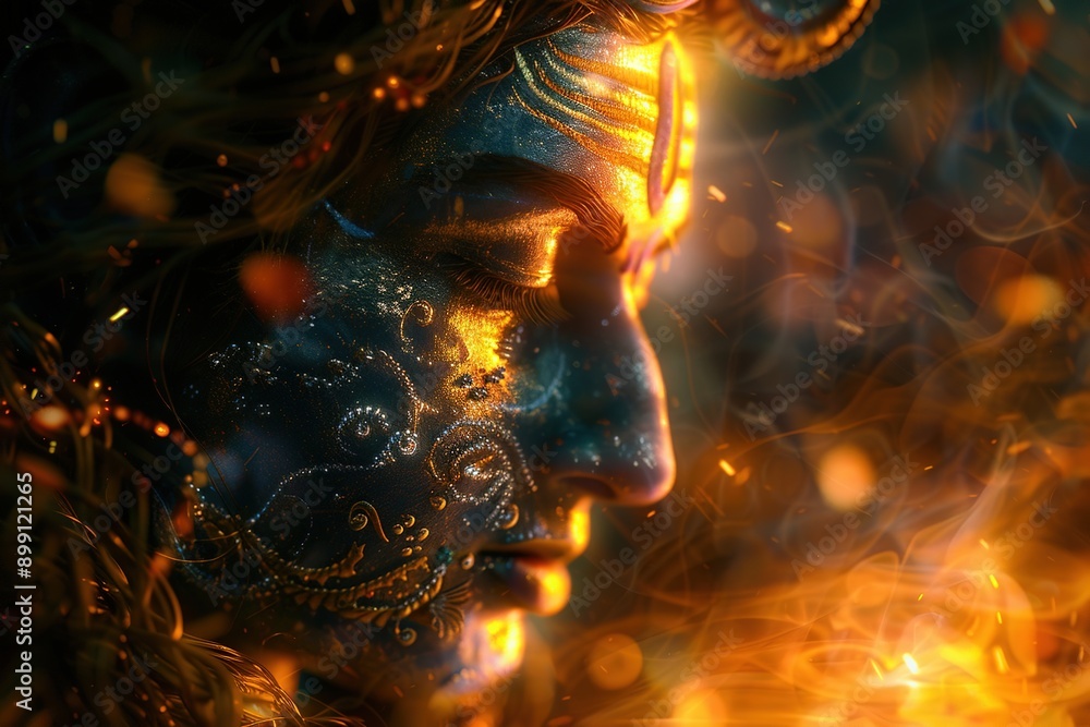Picture of lord shiva with close eyes and three horizontal lines on ...
