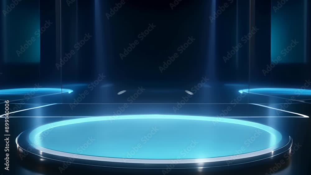 podium Futuristic showcase with platform for product displaying. Empty ...