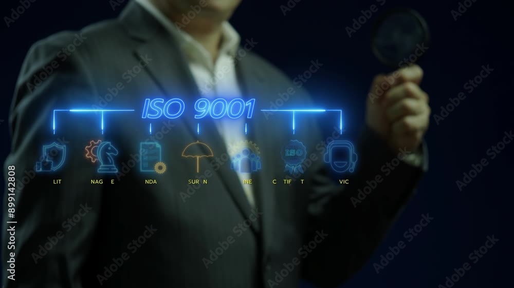 ISO 9001. International Organization for Standardization sign and symbol. Quality management ...