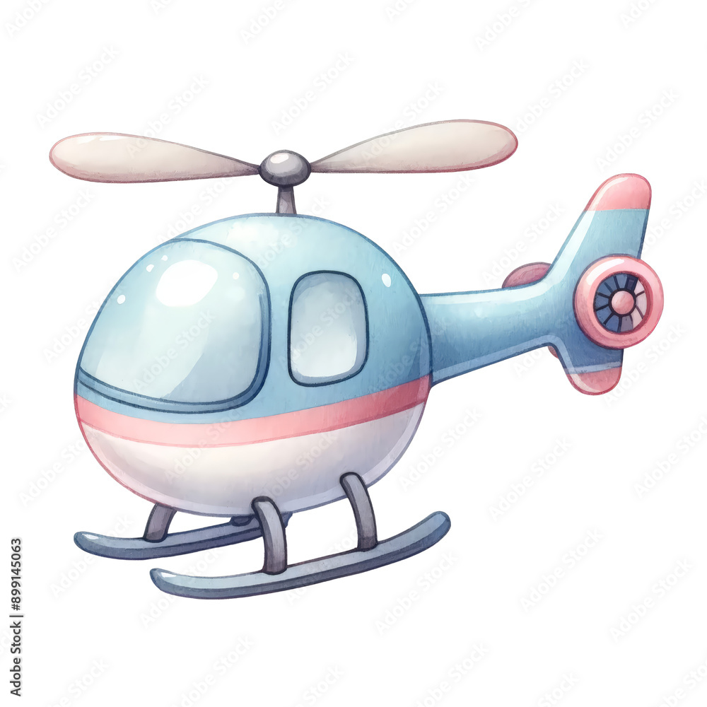 Illustration of a cute cartoon helicopter with a blue and pink color ...