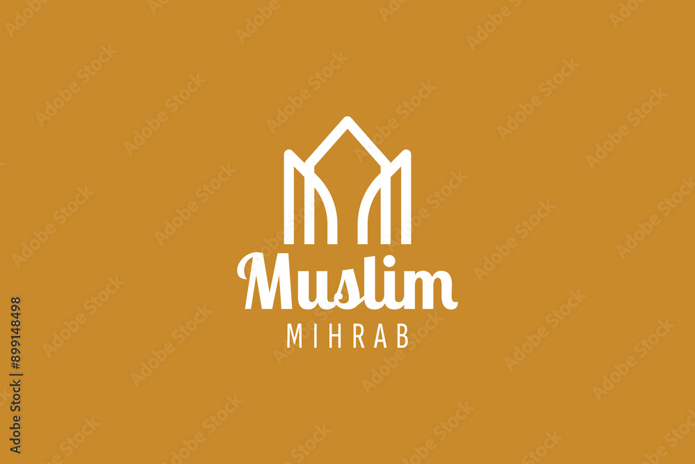 Islamic logo template, Ribbon islamic dome palace logo design template ...