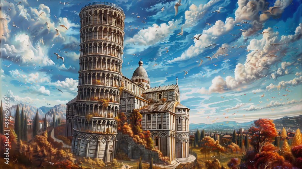 classic traditional renaissance oil painting illustration of leaning ...