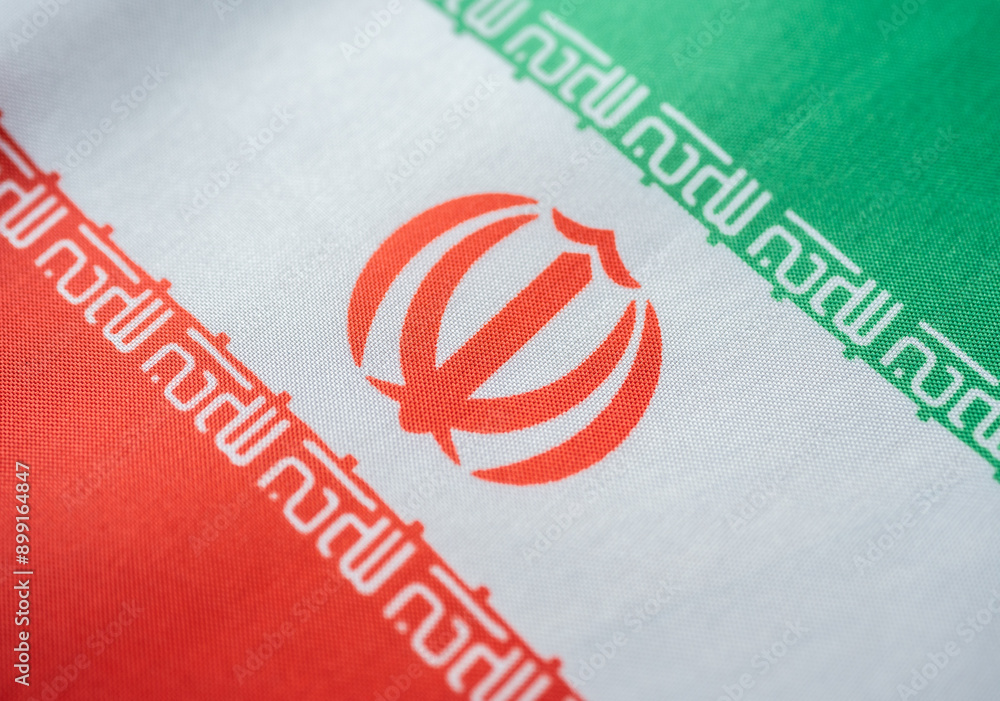 Close up of the surface of Iranian flag. The national flag of the ...