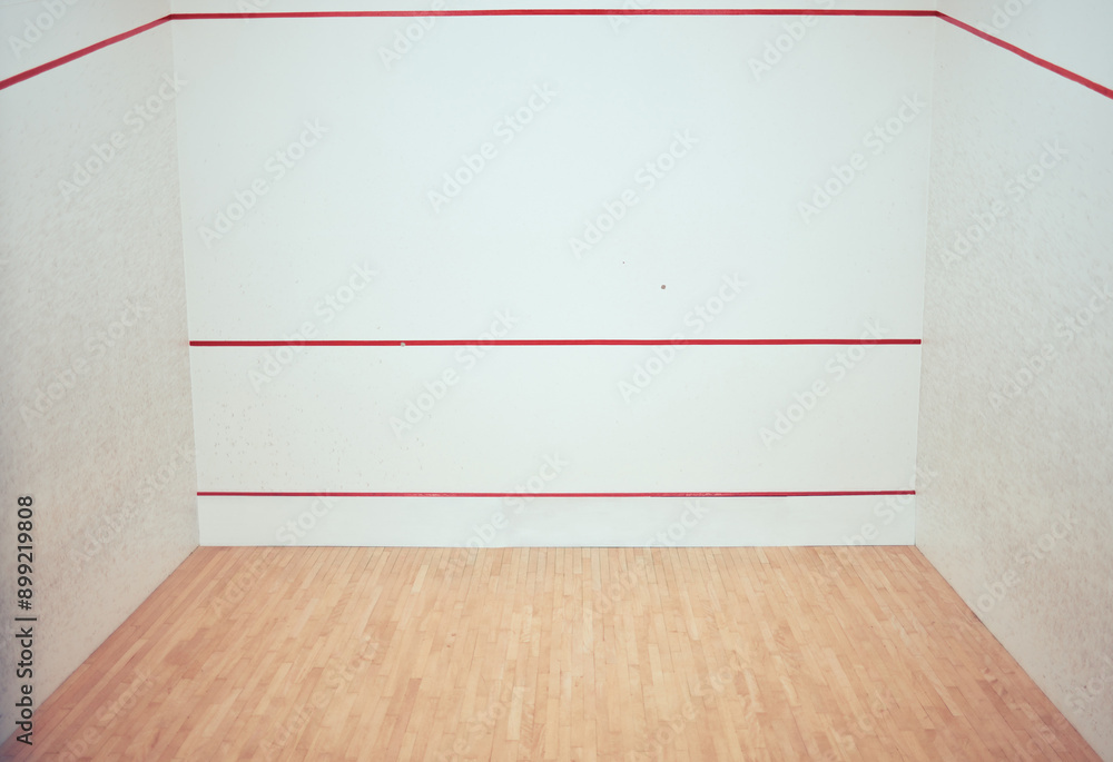 Empty, squash court and background for sport in practice club for ...