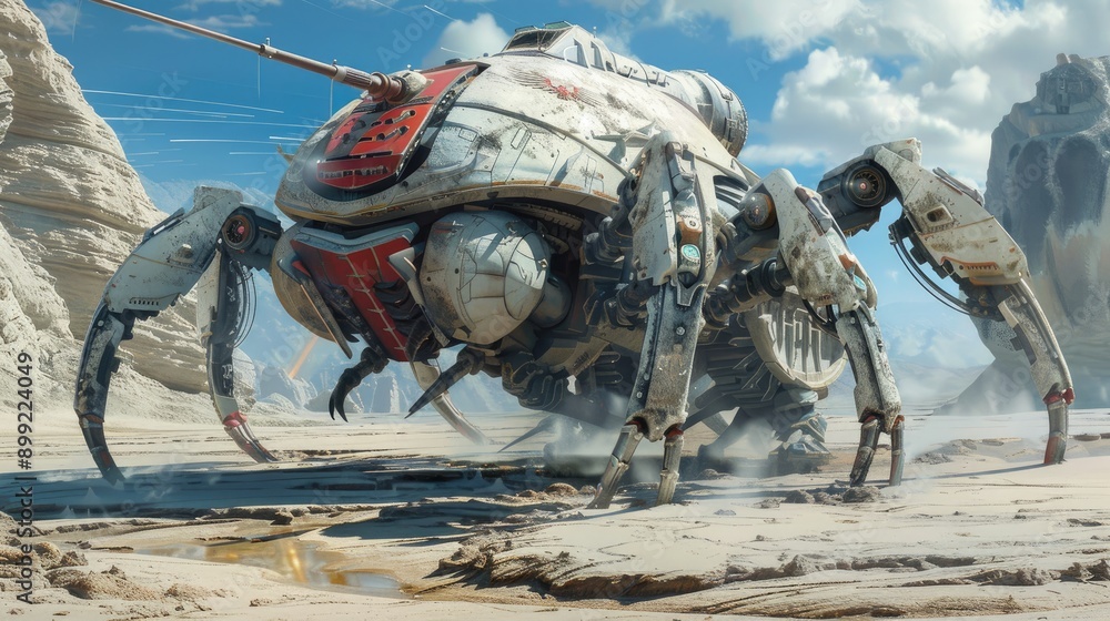Futuristic WH40k battle tank with crab-like features, showcasing legs ...