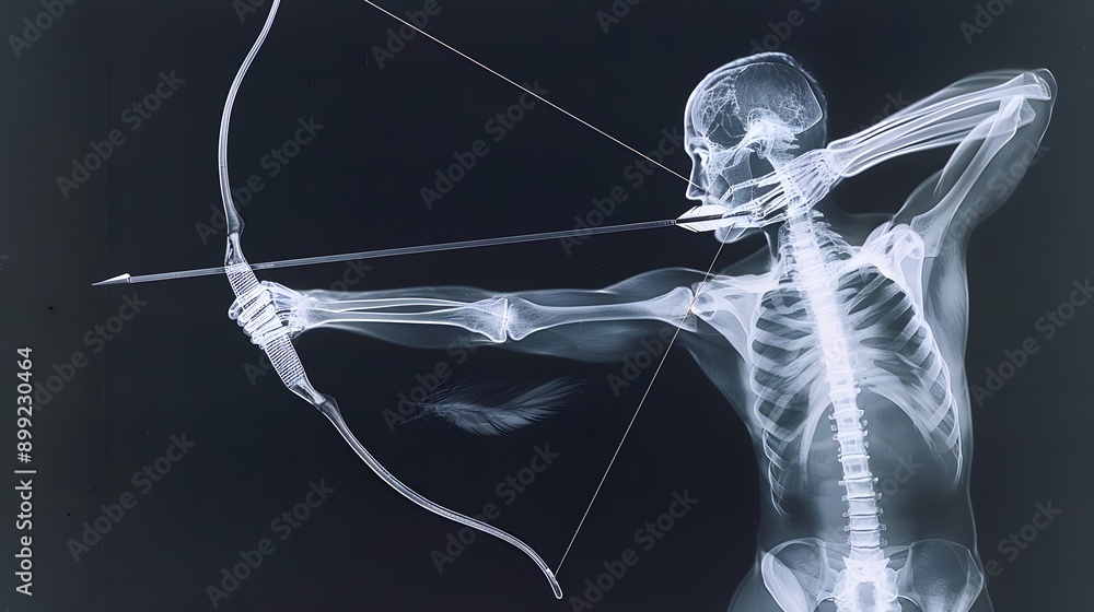 X-Ray of an Archer Drawing a Bow: An x-ray image of an archer’s arm and ...