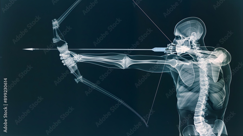 X-Ray of an Archer Drawing a Bow: An x-ray image of an archer’s arm and ...