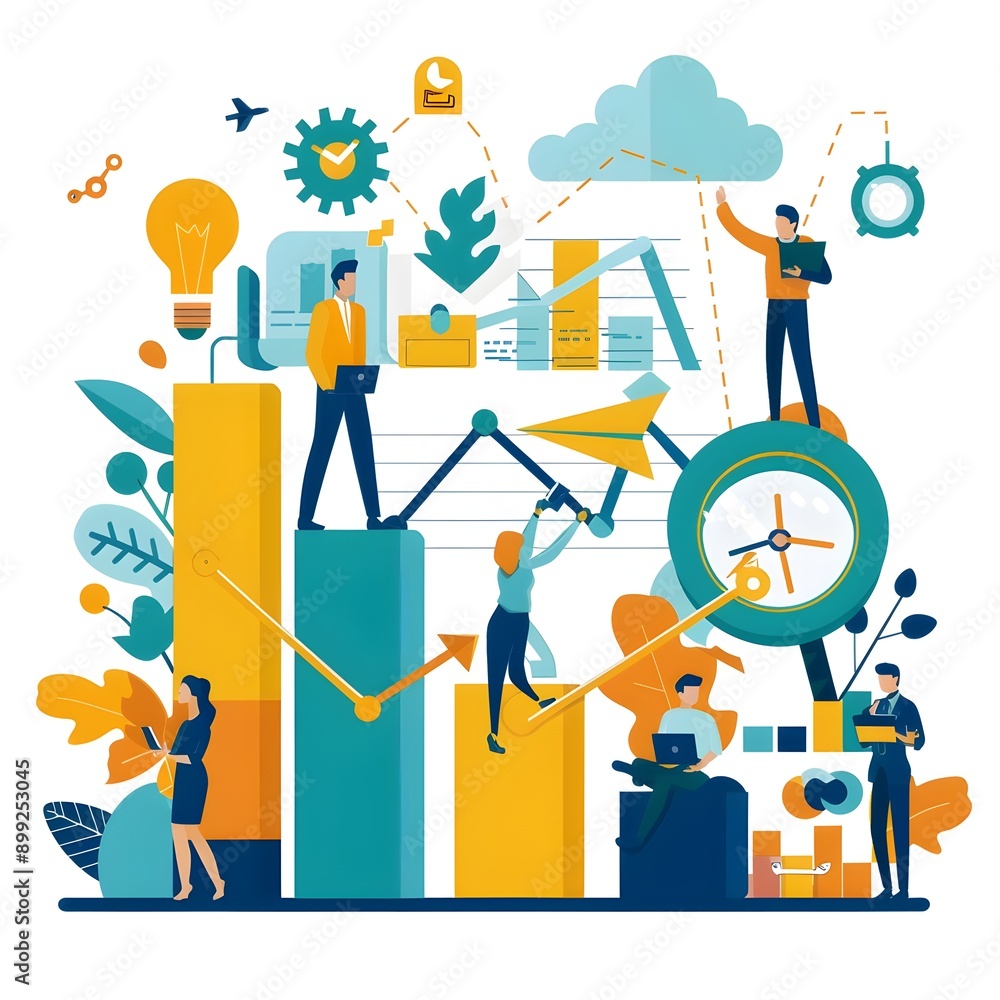 This visually engaging image showcases a dynamic business environment ...