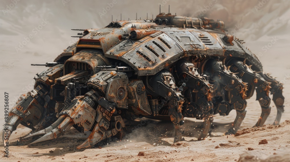 Space marine armored tank designed with crab elements, such as claws ...