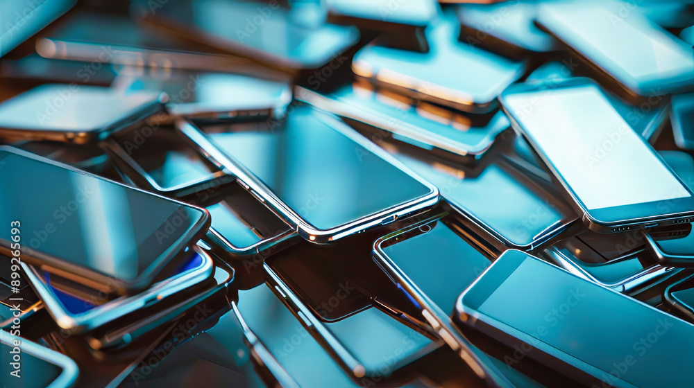 A pile of mobile phones with varying screen sizes and shapes Stock ...