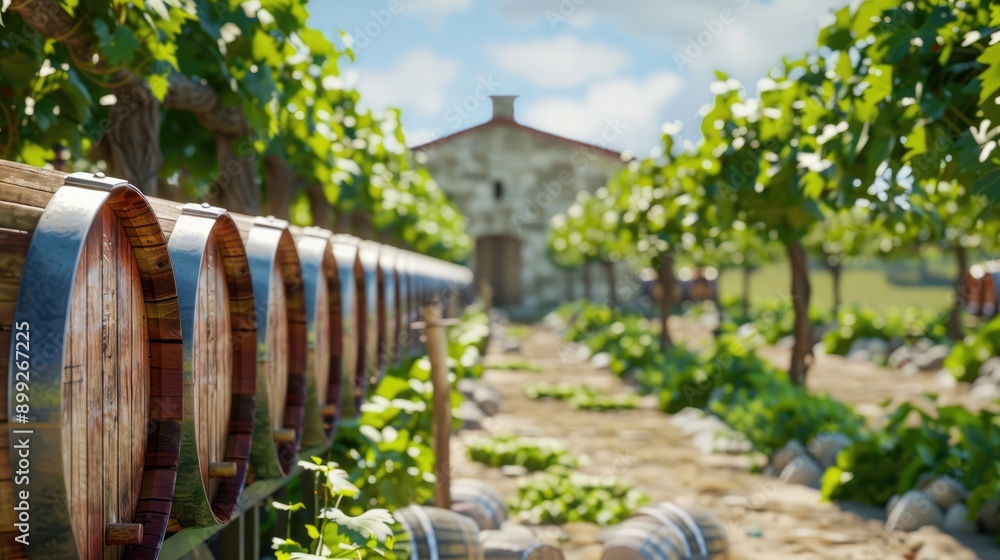 vineyard led by a knowledgeable guide, showcasing the vine rows, aging ...