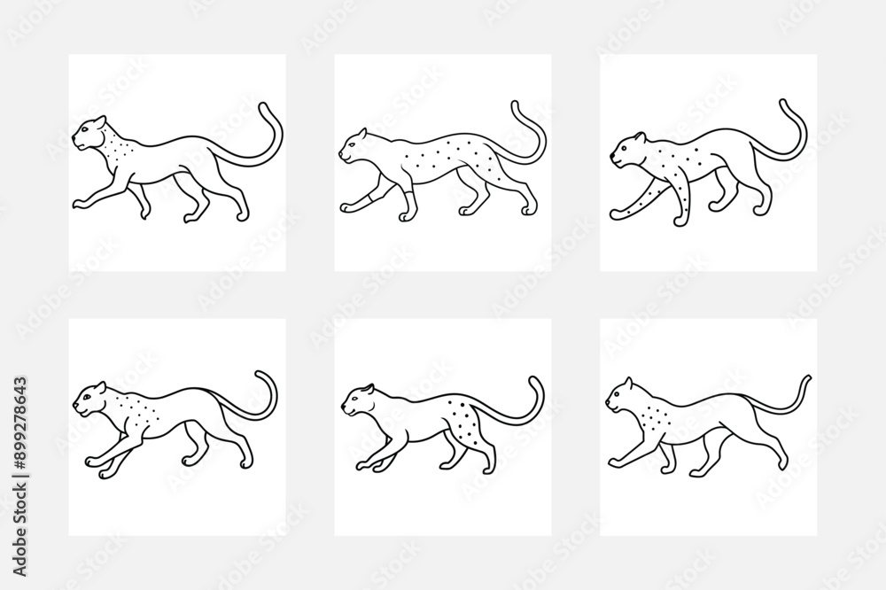 Cheetah Line Art: A Perfect Coloring Activity for Kids Stock Vector ...