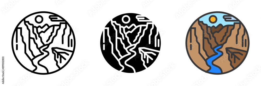 The Canyon icon depicts deep, rugged valleys carved by natural forces ...