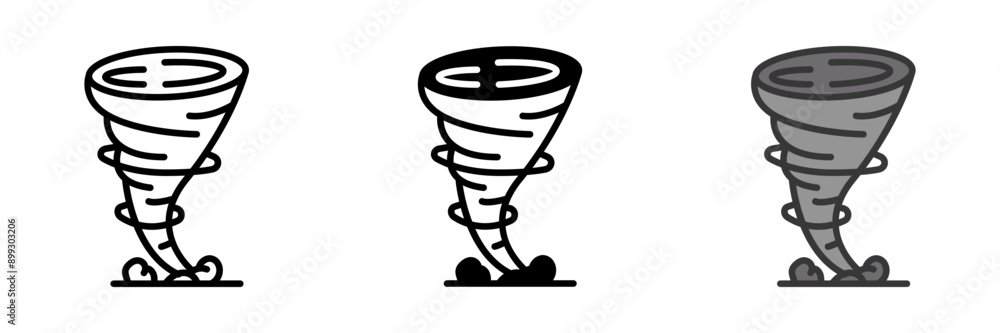 The Tornado icon represents a rapidly rotating column of air extending ...