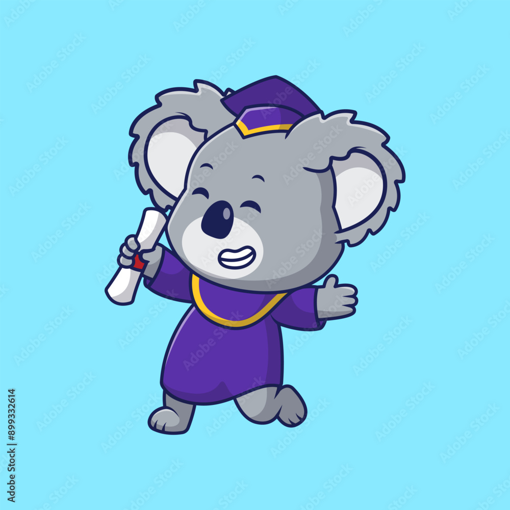 Cute Koala Wearing Graduation Robe Cartoon Vector Icon Illustration ...
