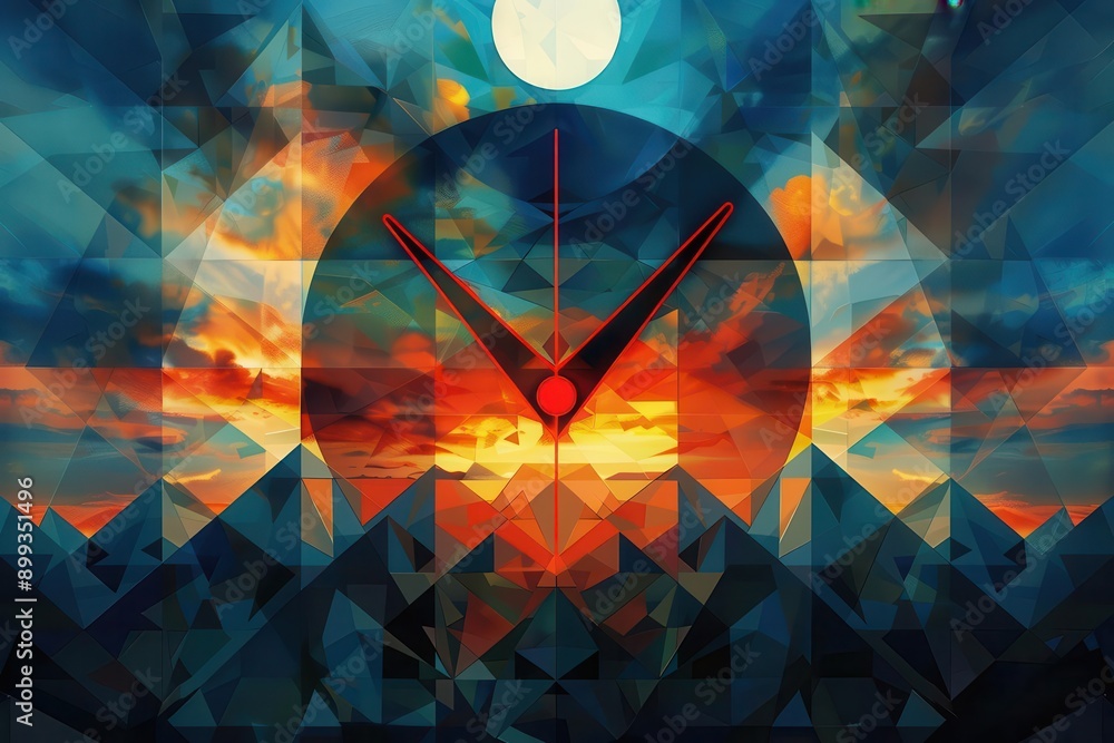 Climate Change Clock A geometric clock illustration with the hands ...