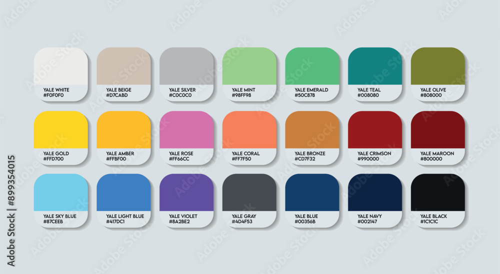 Vetor de Yale Color Palette, Yale Color Guide Palette with Color Names ...
