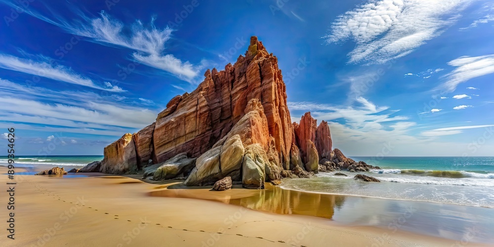 Natural rock formation at Pedra Furada, Jericoacoara beach, Brazil ...