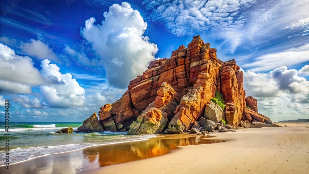Famous natural rock formation, Pedra Furada, on Jericoacoara beach in ...