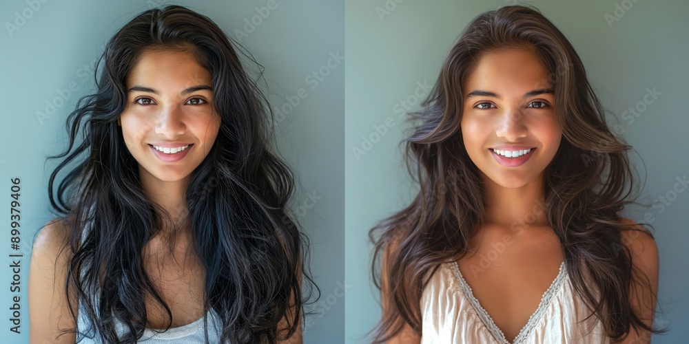 Hair Color Transformation Before and After Portraits of a Young Indian ...