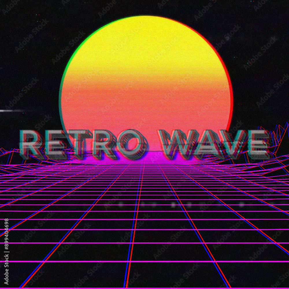 Retro Wave Title Stock Template | Adobe Stock