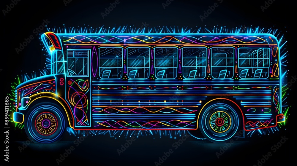 Colorful School Bus Illustration An eye-catching digital artwork ...