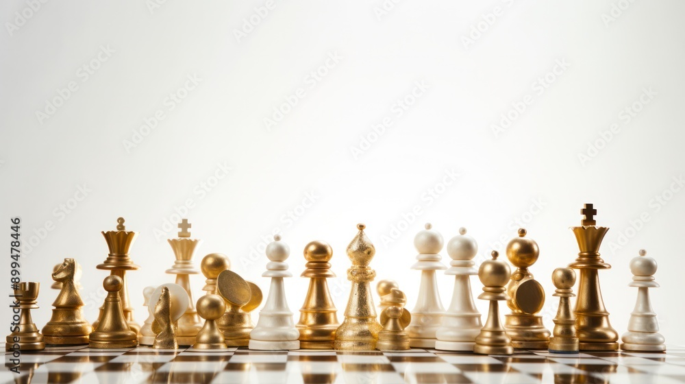 Dramatic black and white photograph of chess pieces and gold coins ...